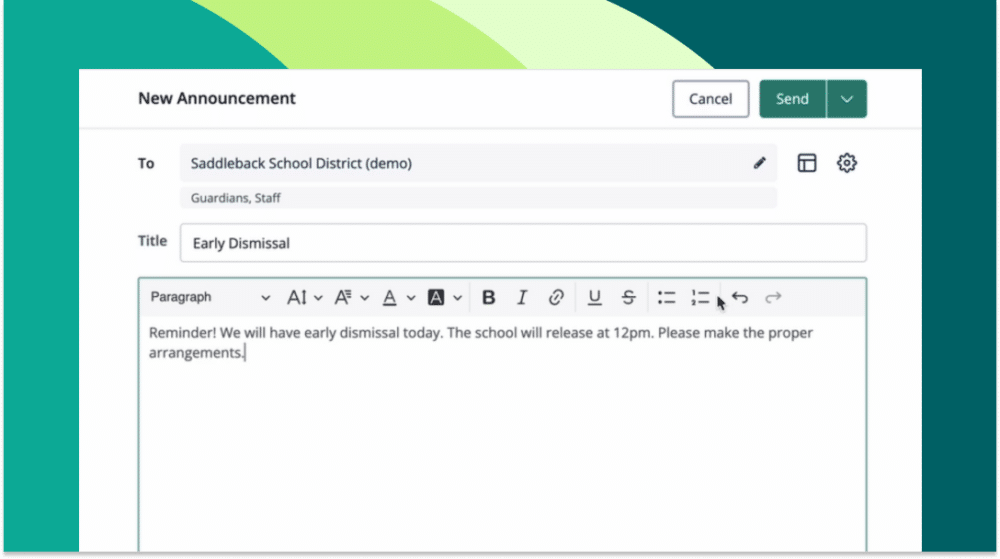 Send Announcements & Newsletters with SchoolStatus Connect